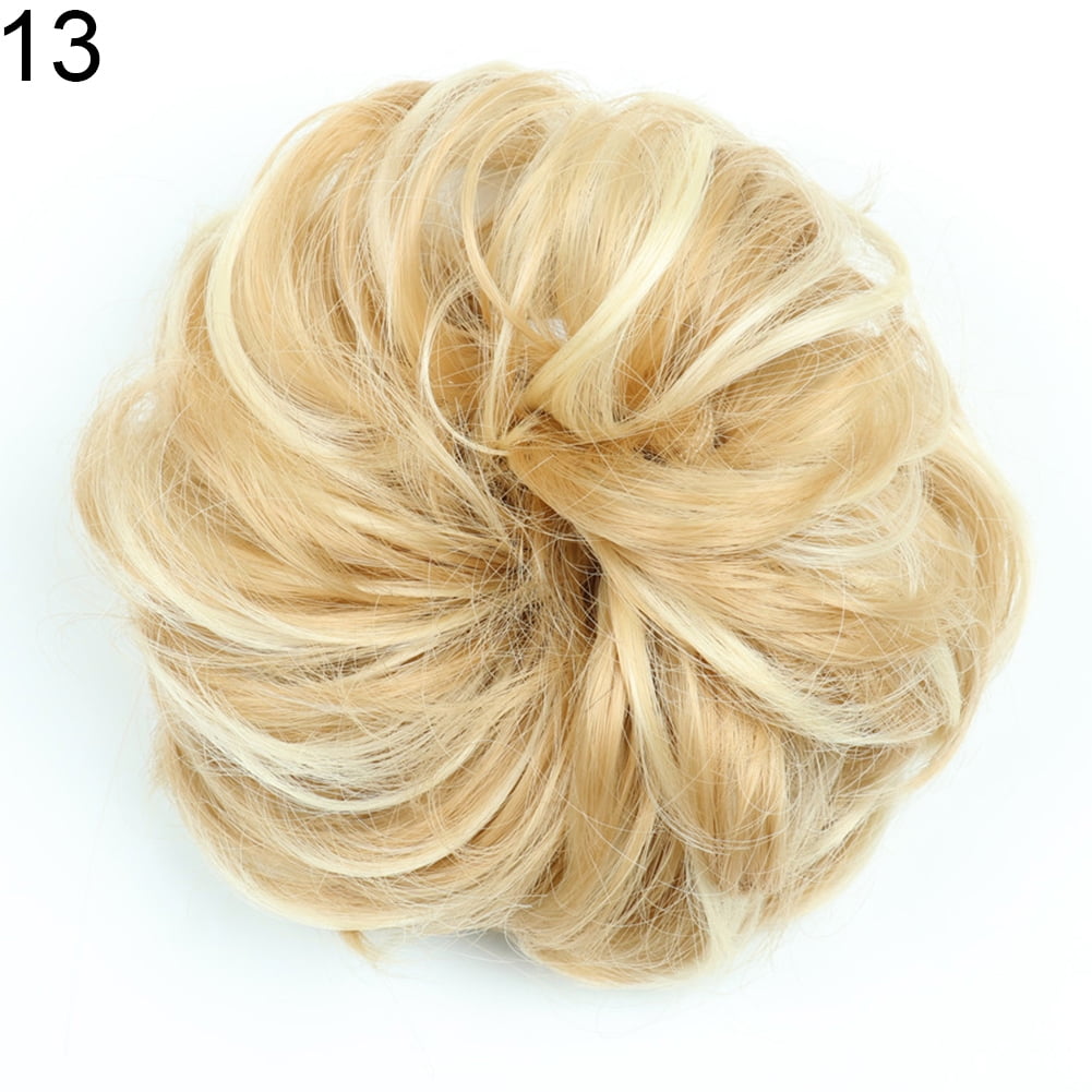 comerut 10cm Women Hair Bun Extension Wavy Curly Messy Donut Chignons ...
