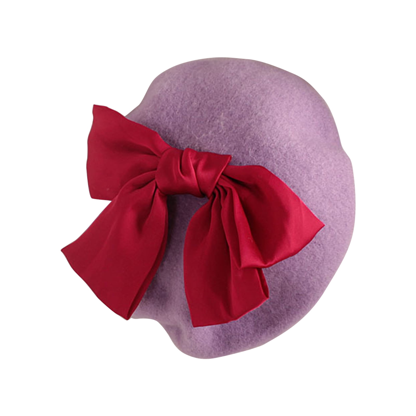 comerut 2-6 Years Girls Beret Hat Solid Color Keep Warm Cute Red Bow ...