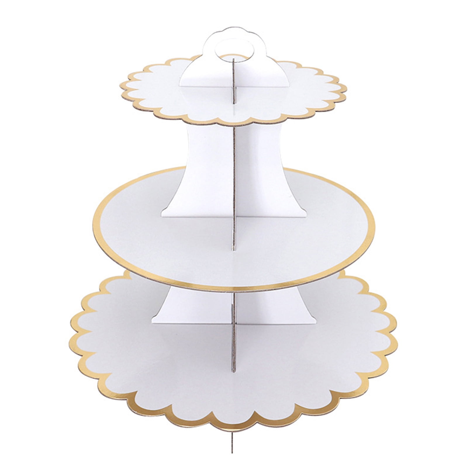 comerut 3 Tiers Cupcake Stand Bronzing Edge Disposable Paper Cake ...