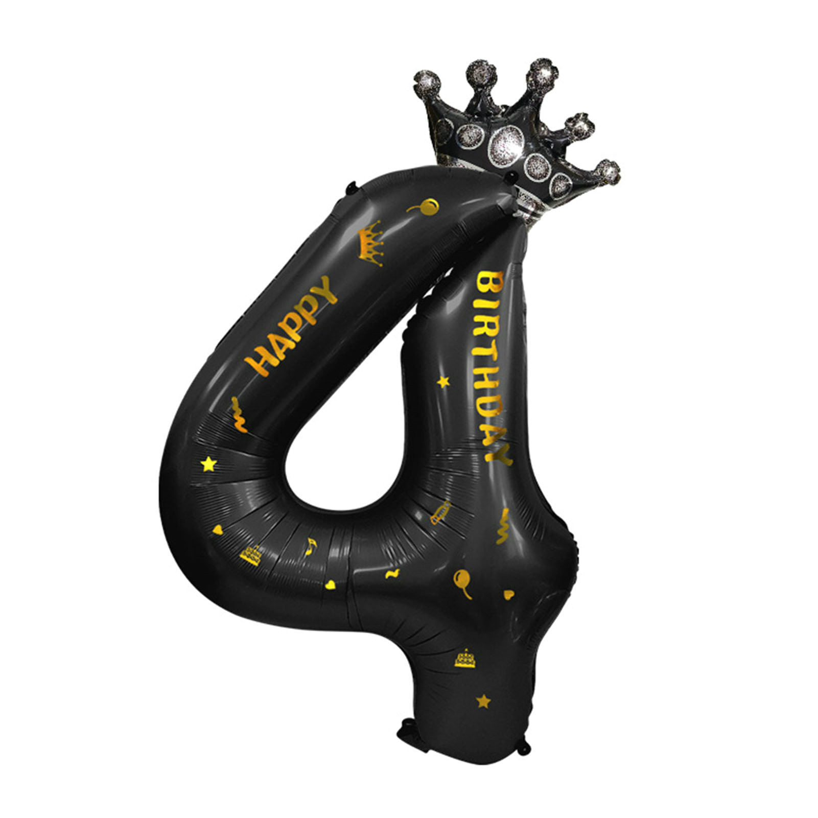 comerut 40 Inch Large Black Crown Number Balloons with Inflatable Straw ...