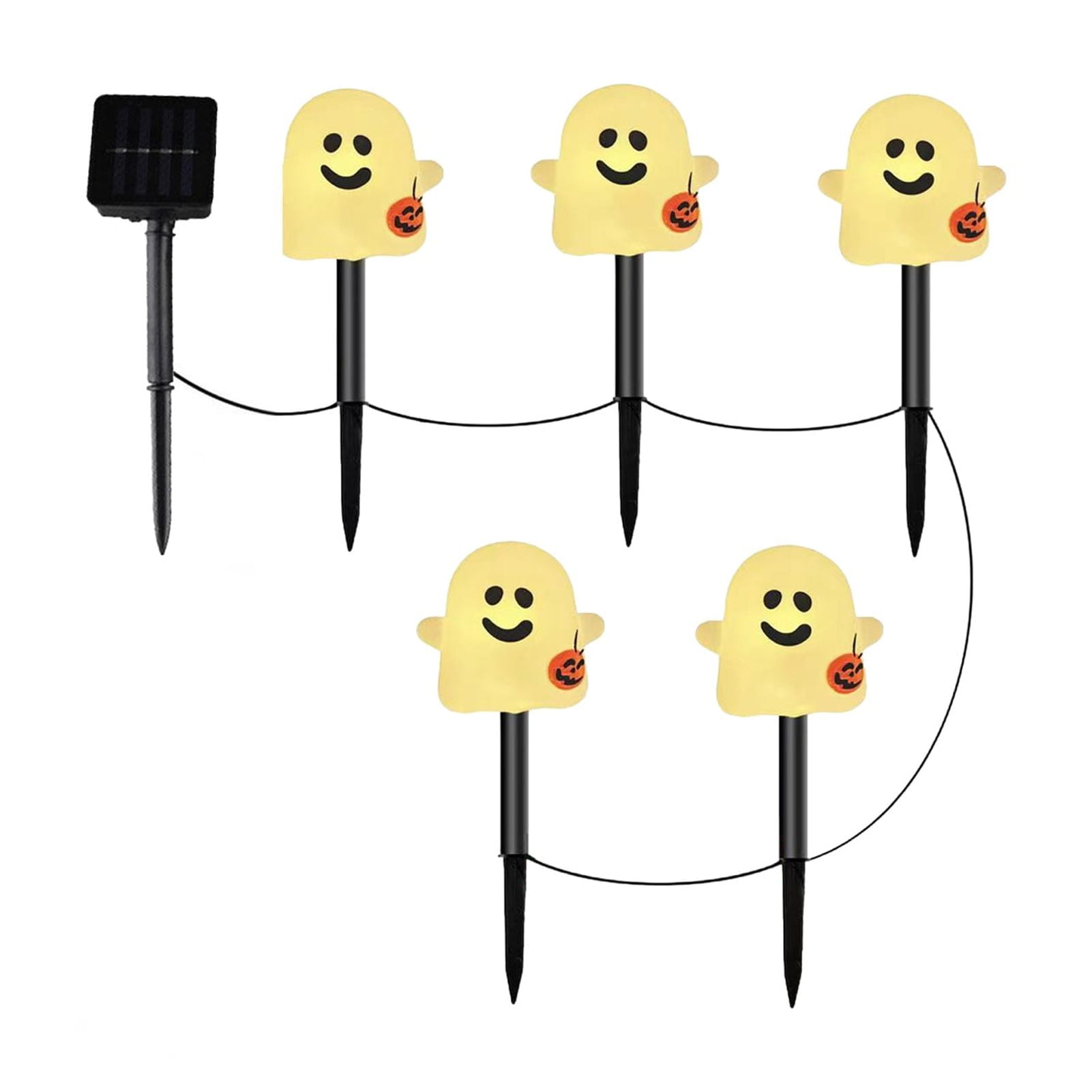 comerut 5 Pcs Halloween Solar Lights Stake Spooky Ghost Pumpkin Skull ...