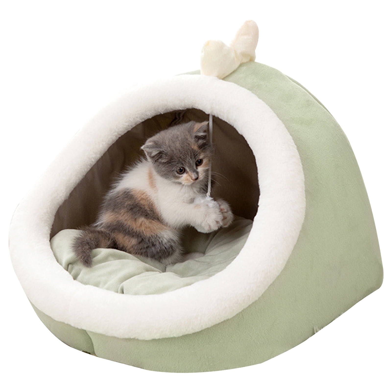 comerut Cat Bed Soft Cute Small Cat Bed Warm Pet Basket Kitten Lounger ...