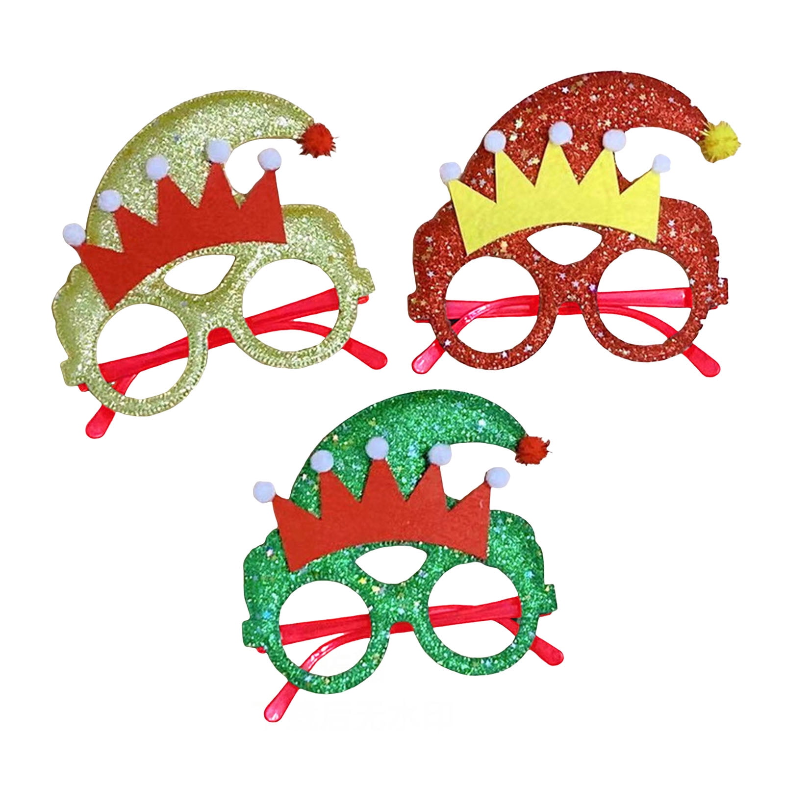 comerut Christmas Glasses Sequin Antler Clown Hat Decor 2025 New Year ...