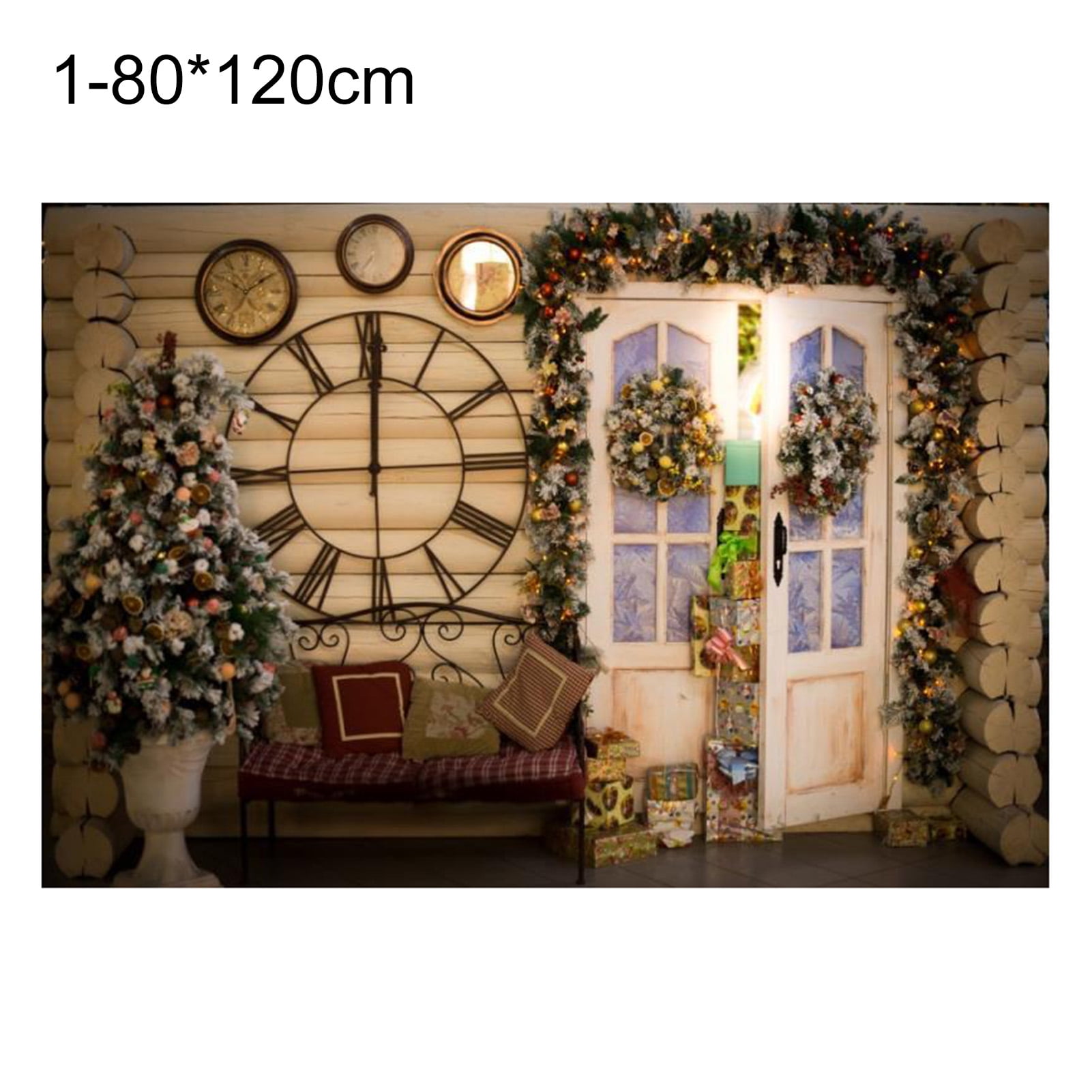 comerut Christmas No-wrinkle Fabric Backdrop Washable Photo Studio ...
