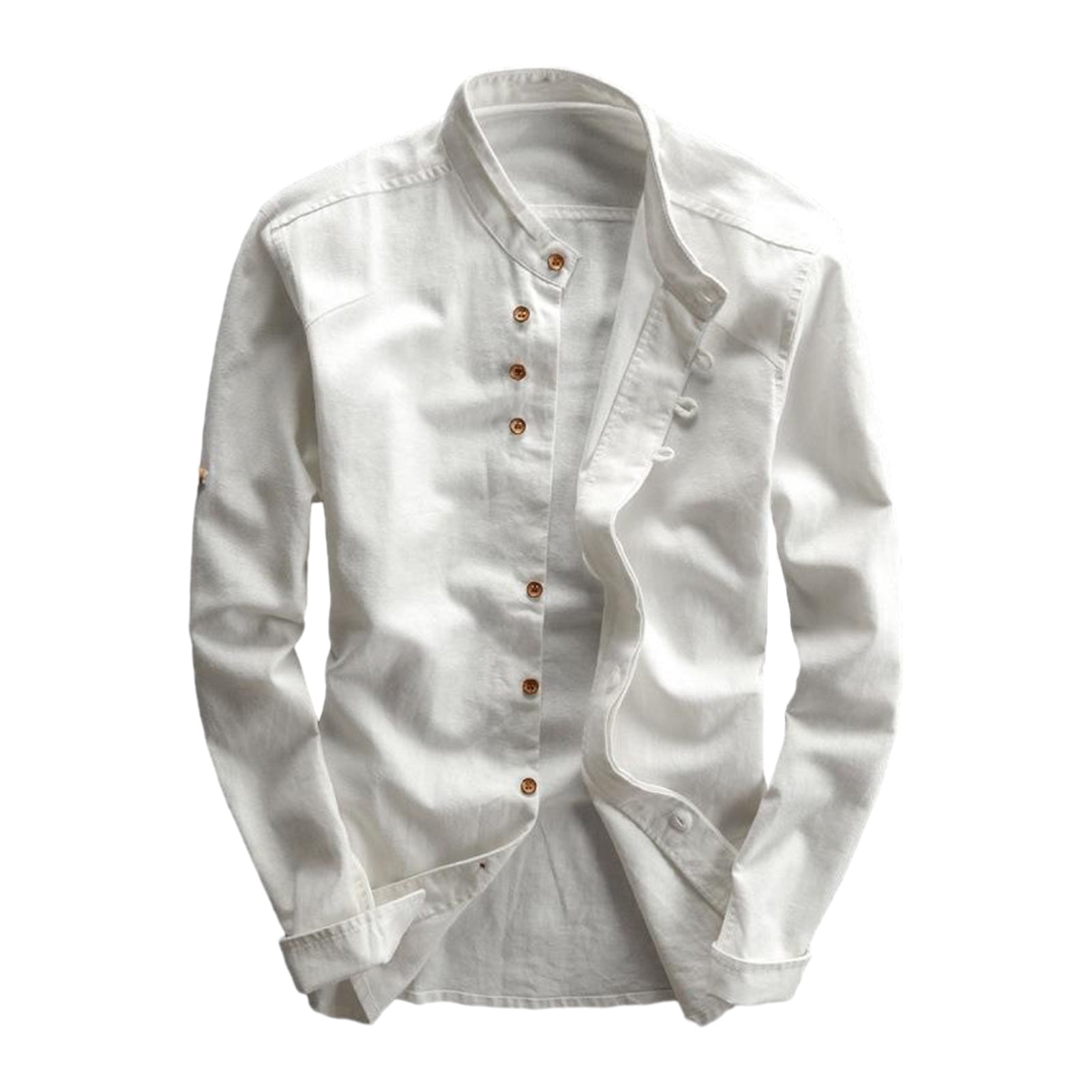 comerut Fall Winter Shirt Stand Collar Long Sleeve Thick Single ...