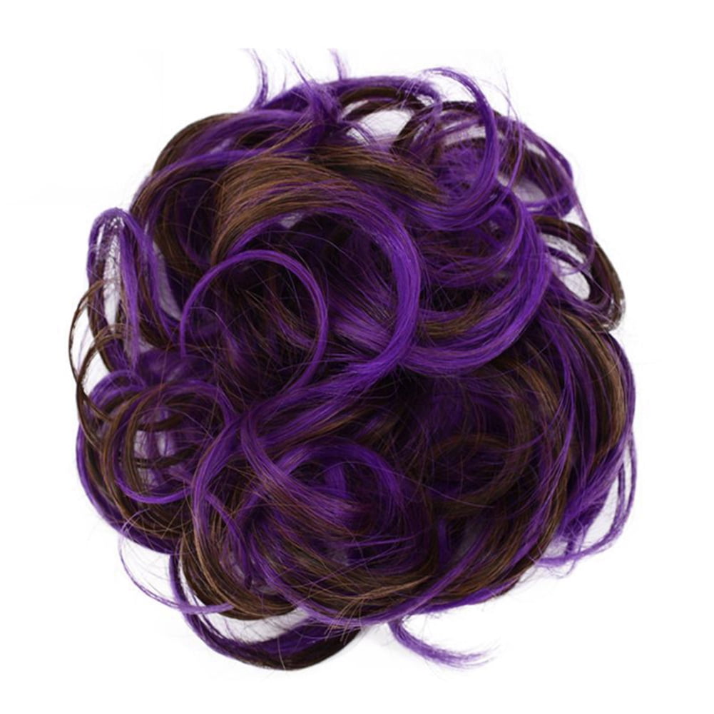 comerut Fashion Women Hair Bun Extension Wavy Curly Messy Donut ...