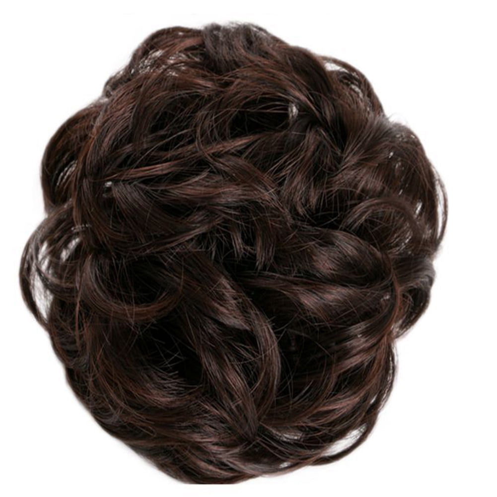 comerut Fashion Women Hair Bun Extension Wavy Curly Messy Donut ...