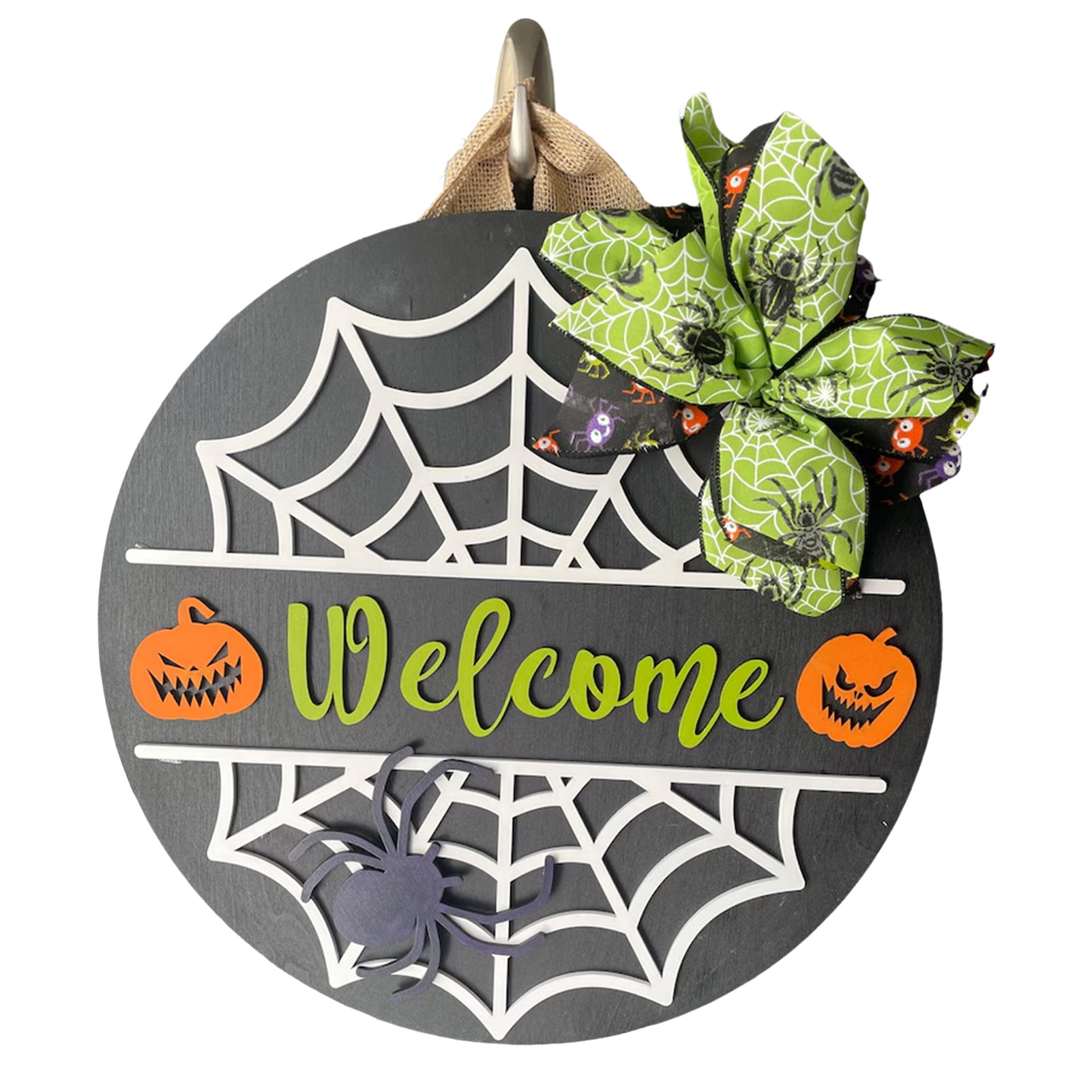 comerut Halloween Welcome Door Sign Ghost Pumpkin Spiderweb Bat Witch ...