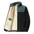 comerut Men Fall Winter Coat Color Block Thick Plush Inner Pockets Long ...