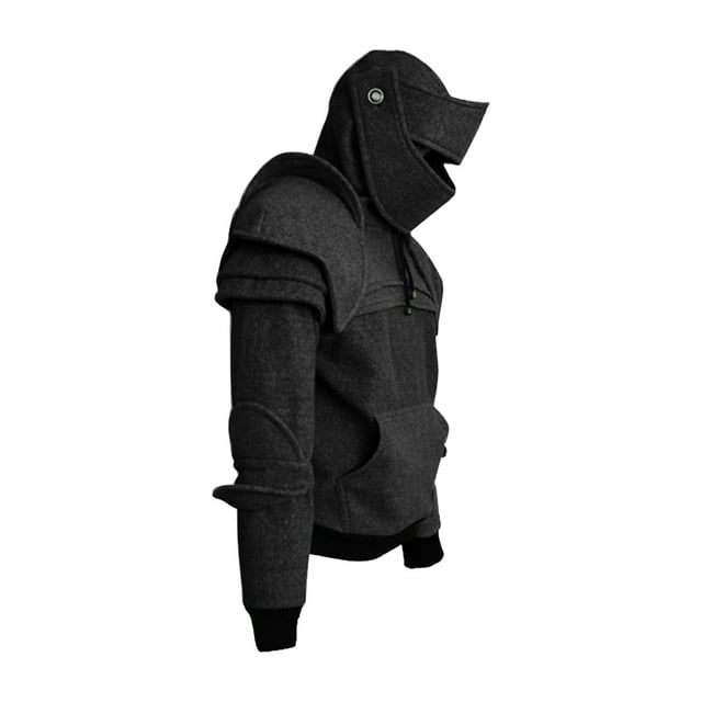 comerut Men Halloween Hoodie with Hood Knight Drawstring Patch Pocket ...
