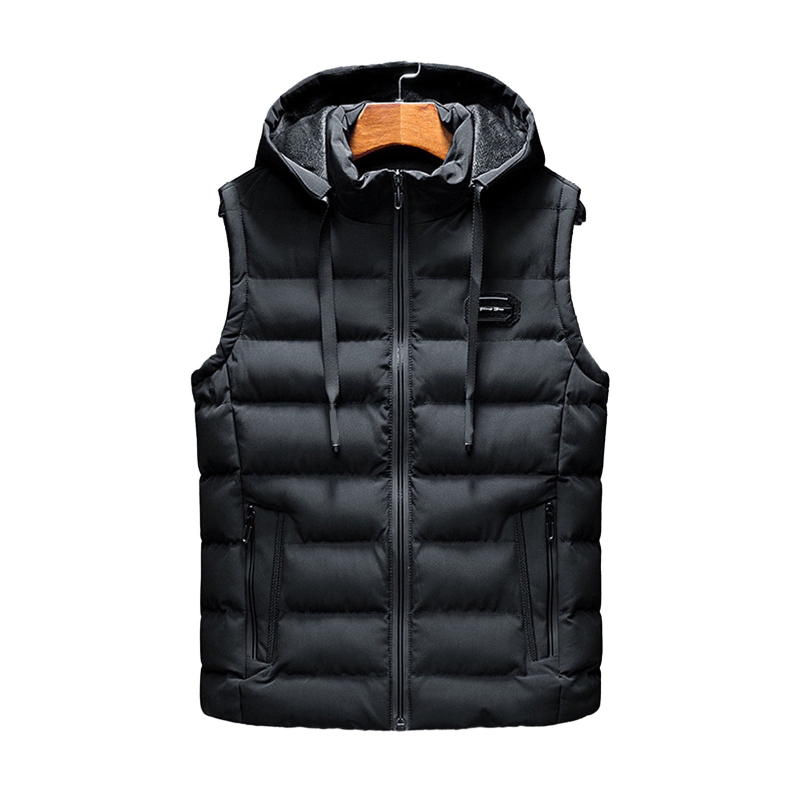 comerut Men Winter Cotton Vest Padded Thick Warm Sleeveless Hooded ...