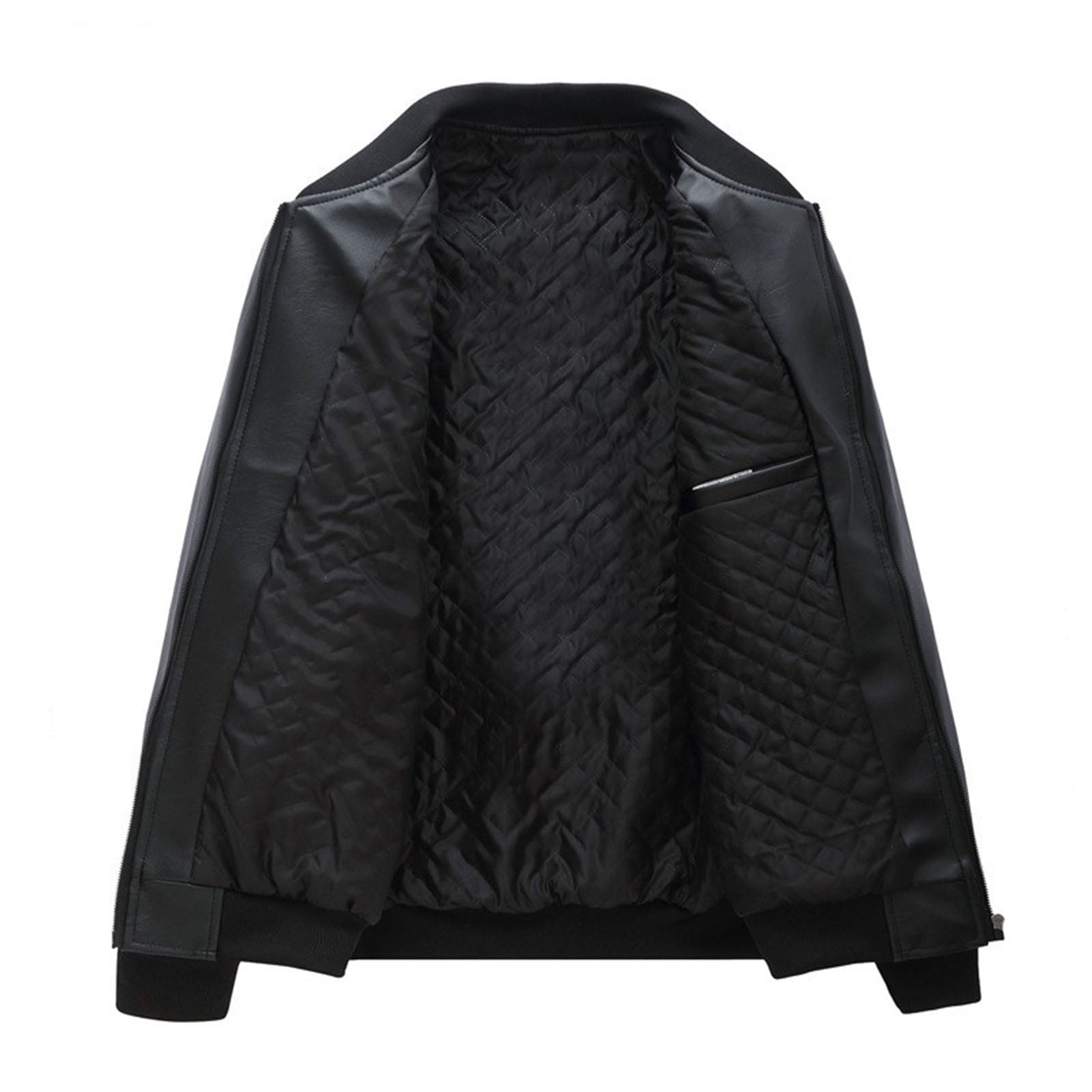 comerut Men's Faux Leather Jacket Slim Fit Zipper Closure Jacket with ...