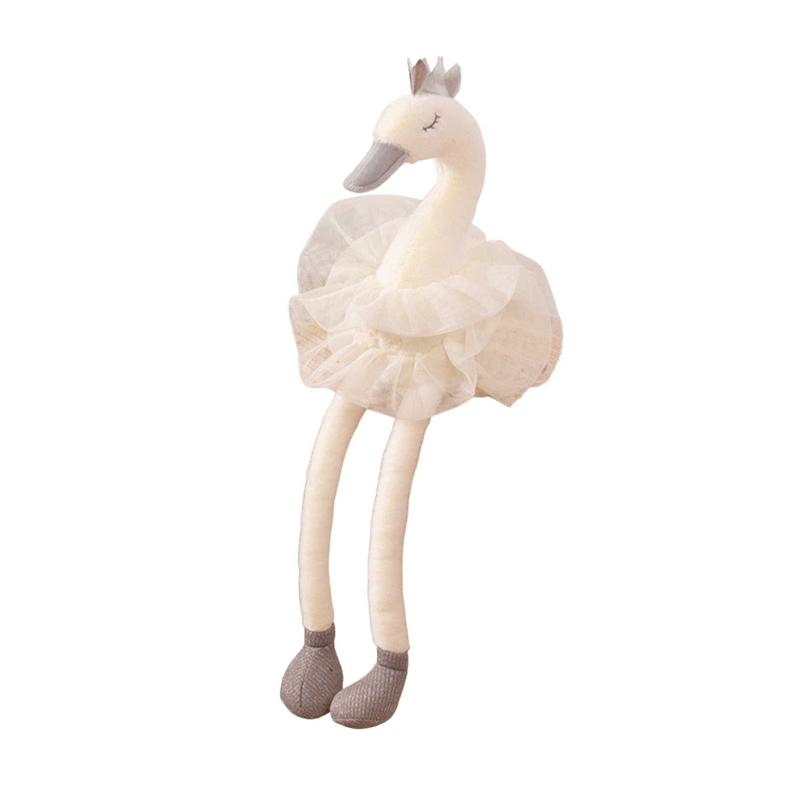 comerut Tulle Skirt Swan Plush Toy Sitting Long Legged Swan Plushie ...
