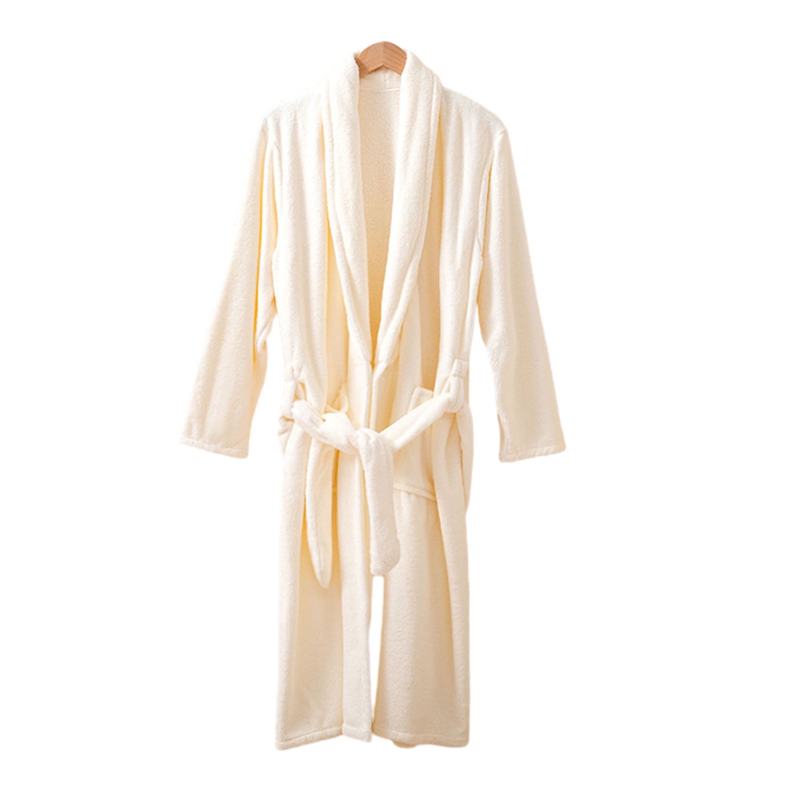 comerut Women Autumn Winter Flannel Coral Bathrobe Lapel Long Sleeve ...