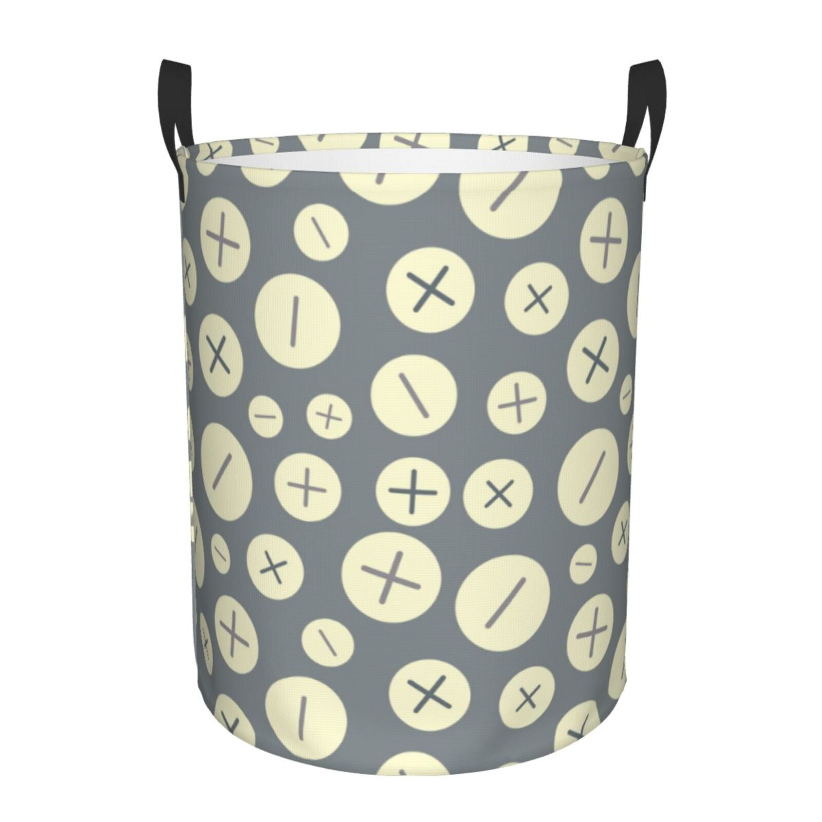 comical Math Symbol Print Laundry Basket with Handles - Freestanding ...