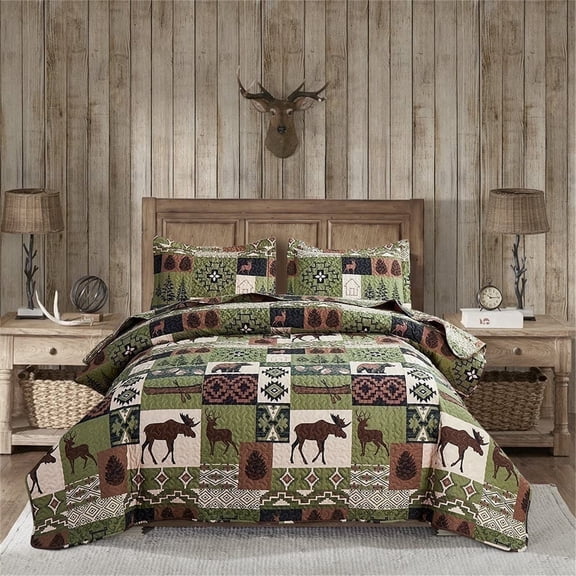 Forest Duvet Cover Set Queen Size, Enchanted Woodland Creatures Deer ...