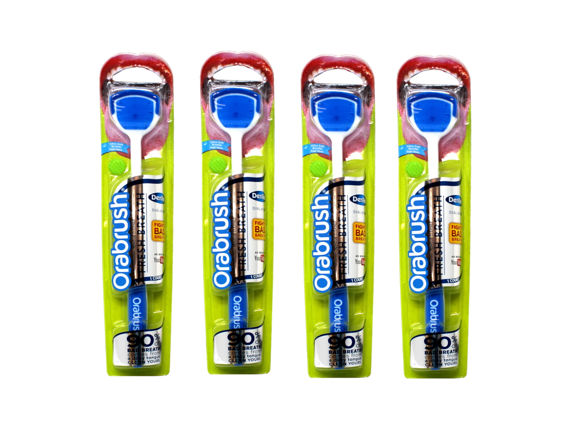 Orabrush Tongue Cleaner with Built-in Scraper, Fights Bad Breath, Soft ...