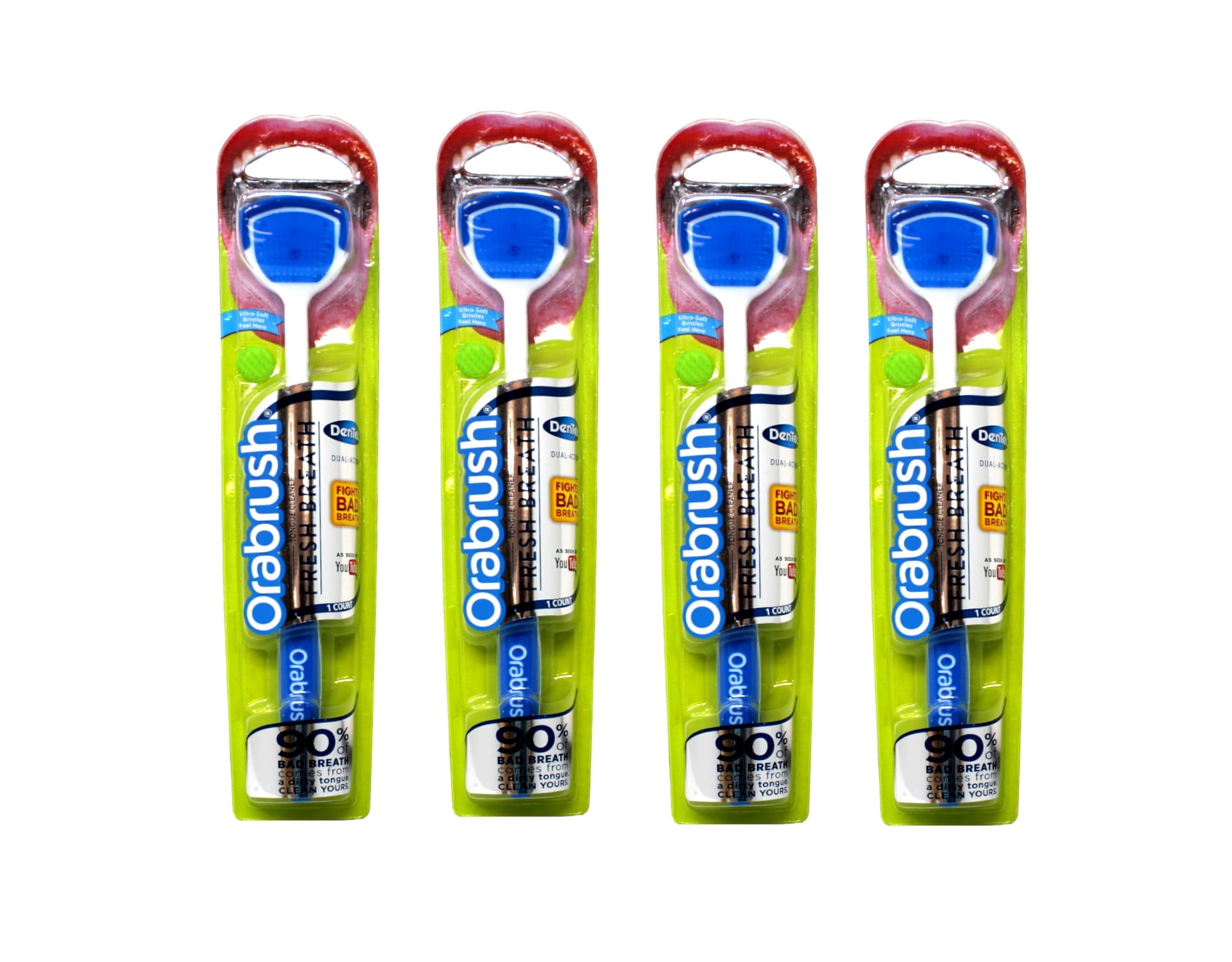Orabrush Tongue Cleaner with Built-in Scraper, Fights Bad Breath, Soft ...