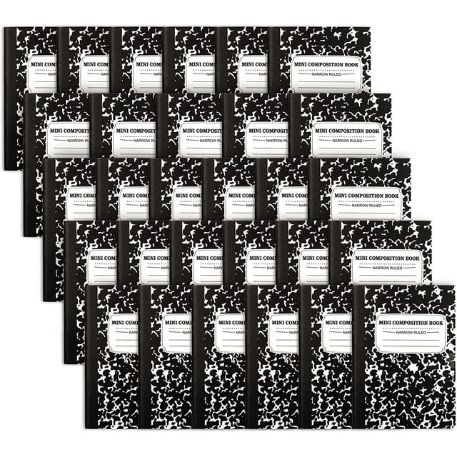 feela Mini Composition Notebook, Cute 30 Pack Black Narrow Ruled Mini ...