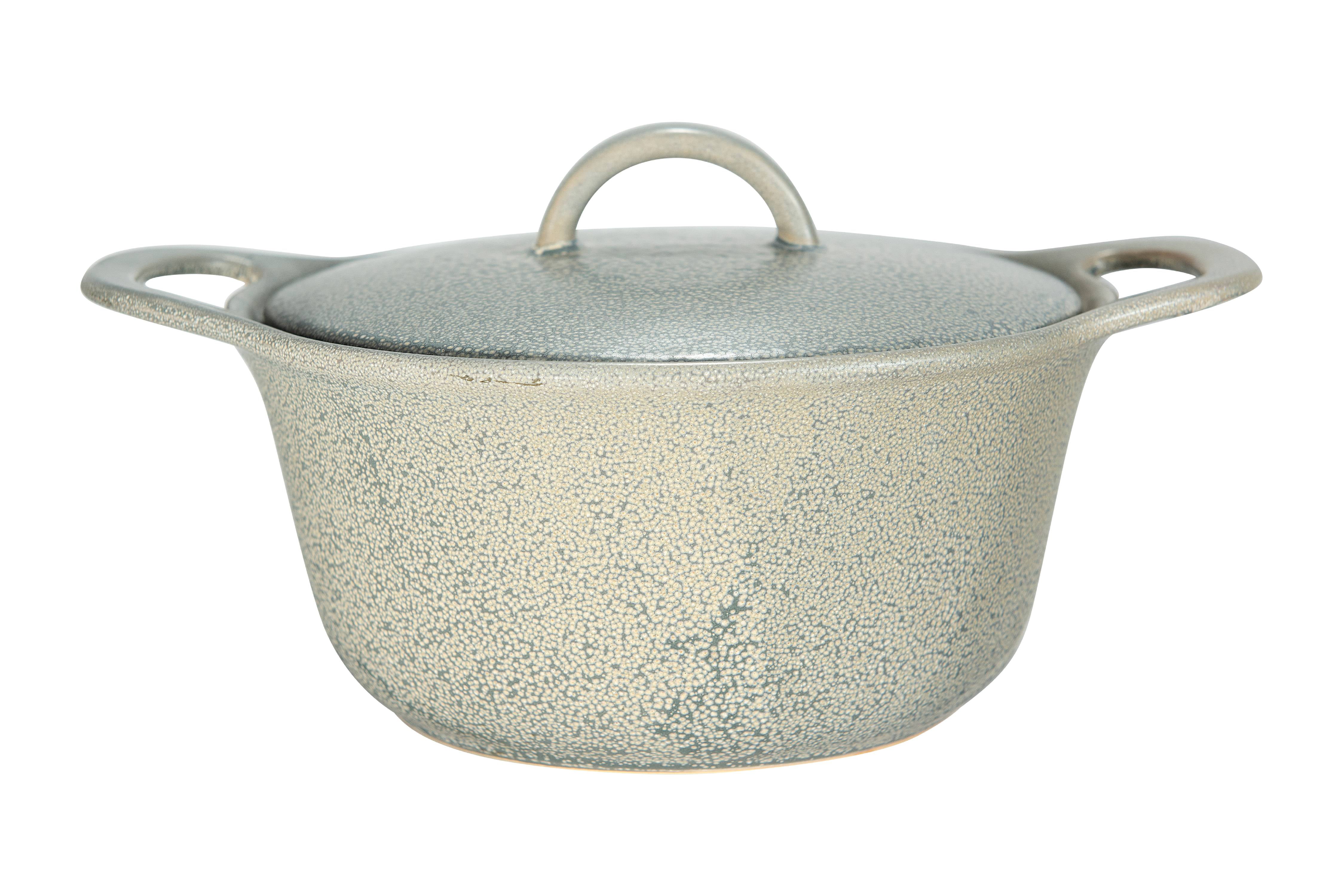 Bloomingville Matte Grey Round Stoneware Baker with Lid by Sprinkle ...
