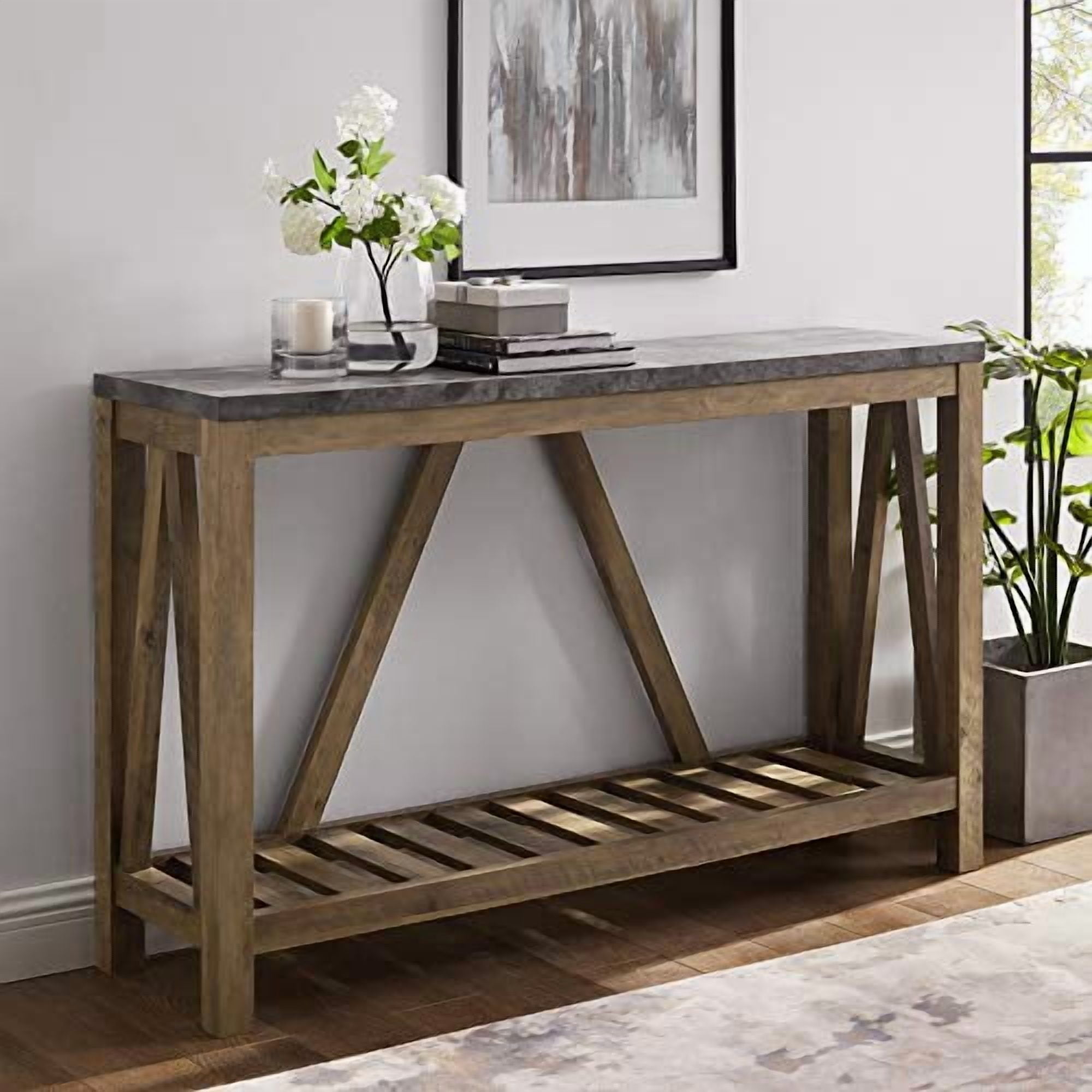 52" Modern Farmhouse Entryway Table - Dark Concrete - Walmart.com