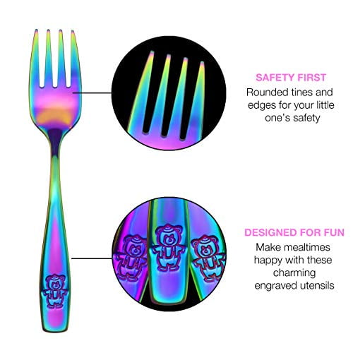 9 Piece Stainless Steel Rainbow Kids Forks, Kids Cutlery, Child and ...
