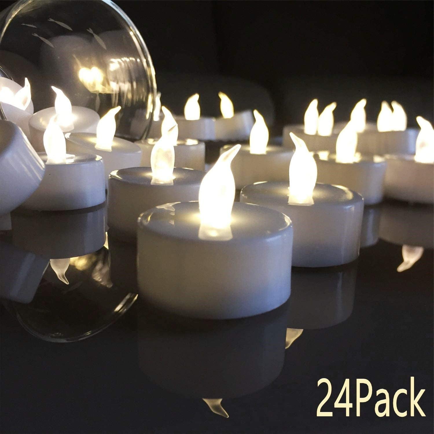 VETOUR Flameless Tea Lights Candles Realistic LED Flickering Operated ...