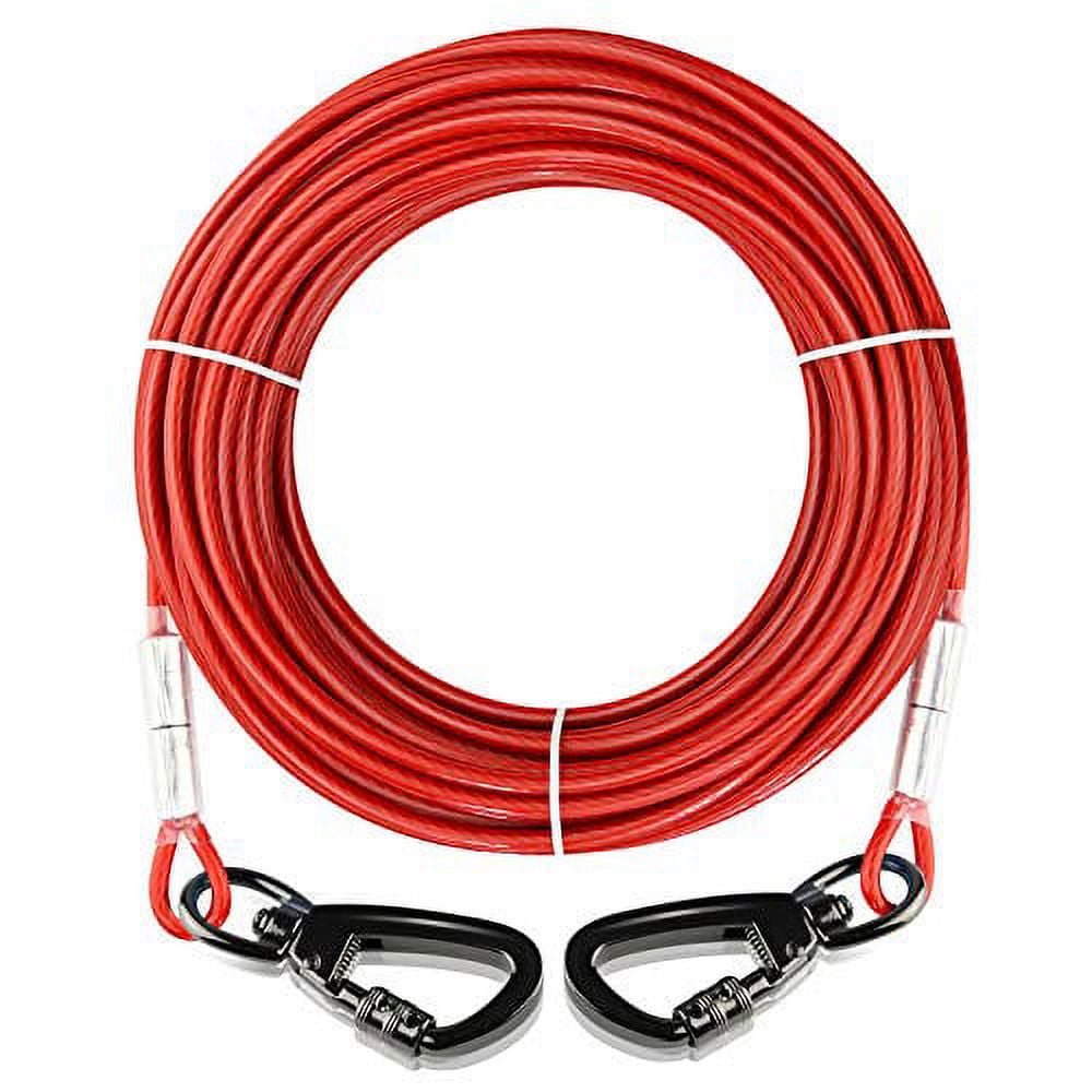 XiaZ Dog Tie Out Cable, 60 FT Dog Runner Cable with Swivel Hook, Dog ...