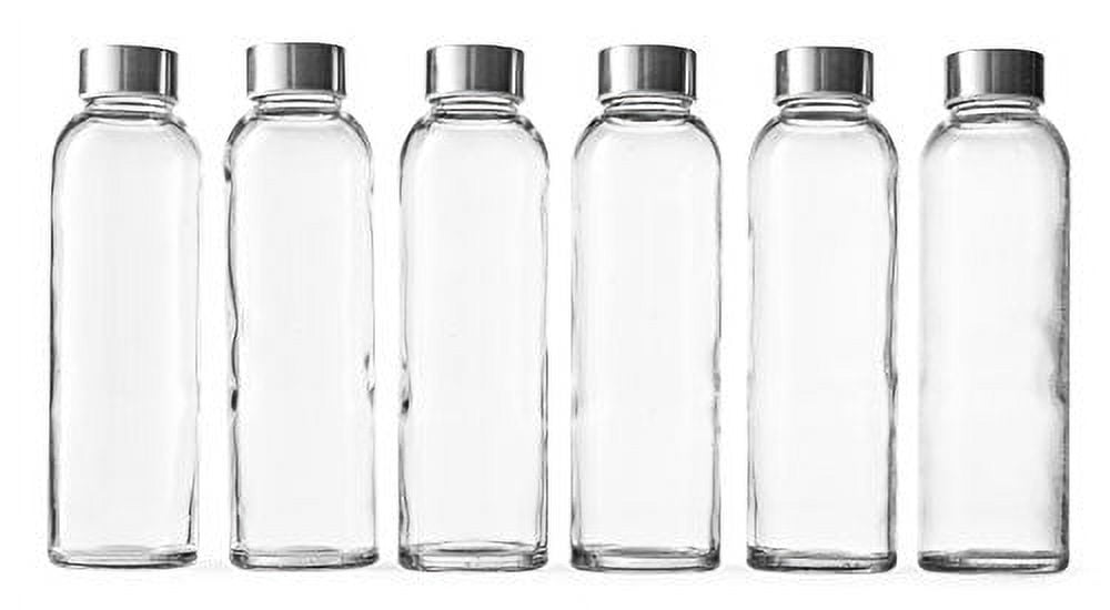 Epica 18-Oz. Set of 6 Transparent Glass Beverage Bottles for Juice ...