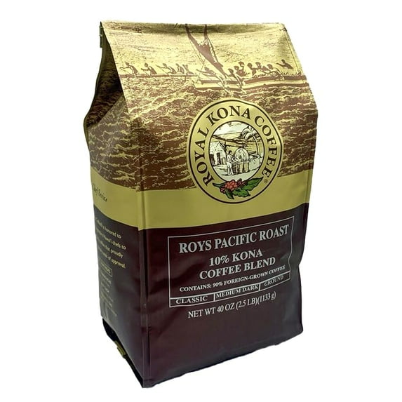 Royal Kona Coffee Medium Dark Roast Ground Coffee, Roy's Pacific Roast ...