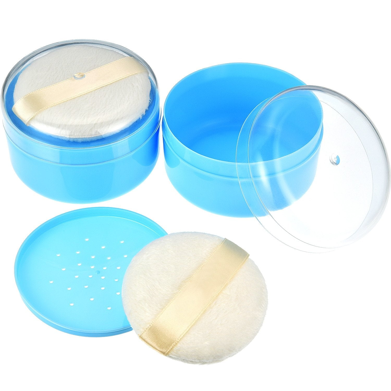 Gejoy 2 Sets After-Bath Powder Puff Box Empty Body Powder Container ...