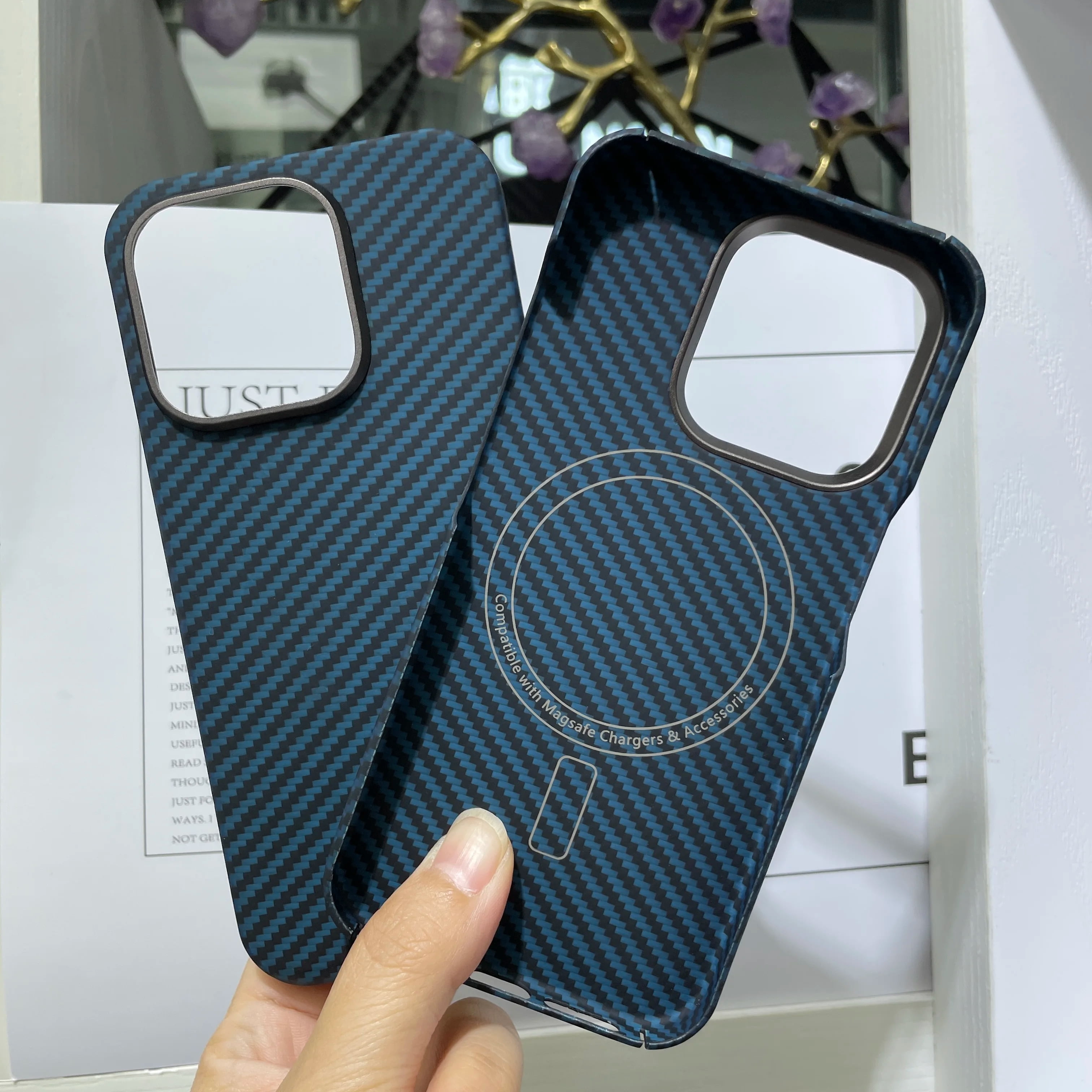 compatible Magsafe Magnetic for iphone 15 pro max carbon fiber case ...
