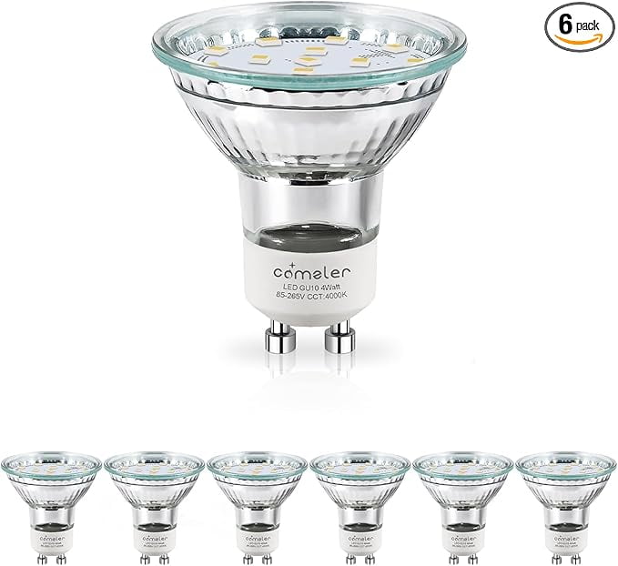 comzler GU10 LED Bulb Dimmable, 50W Halogen Equivalent GU10, 4000K ...