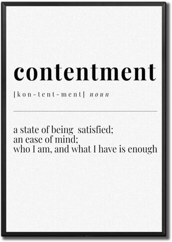 contentment definition art minimalist inspirational quote options wall ...