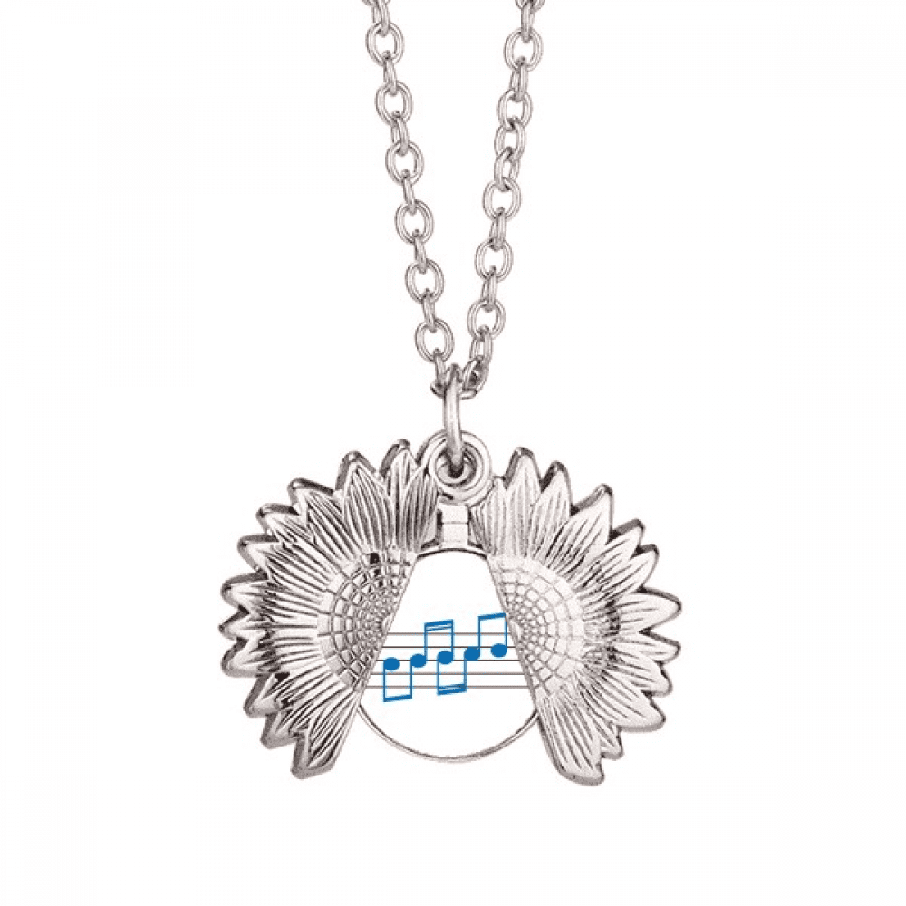 continuous staff increment notes sunflower necklace pendant locket ...