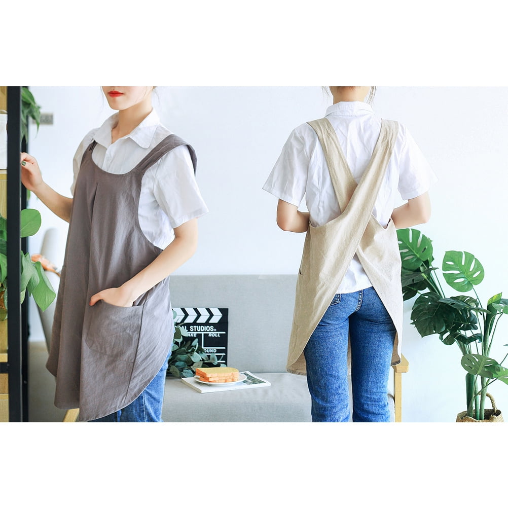 UPOUART Sleeveless Apron Cotton Stain Resistant Adults Kitchen Work ...