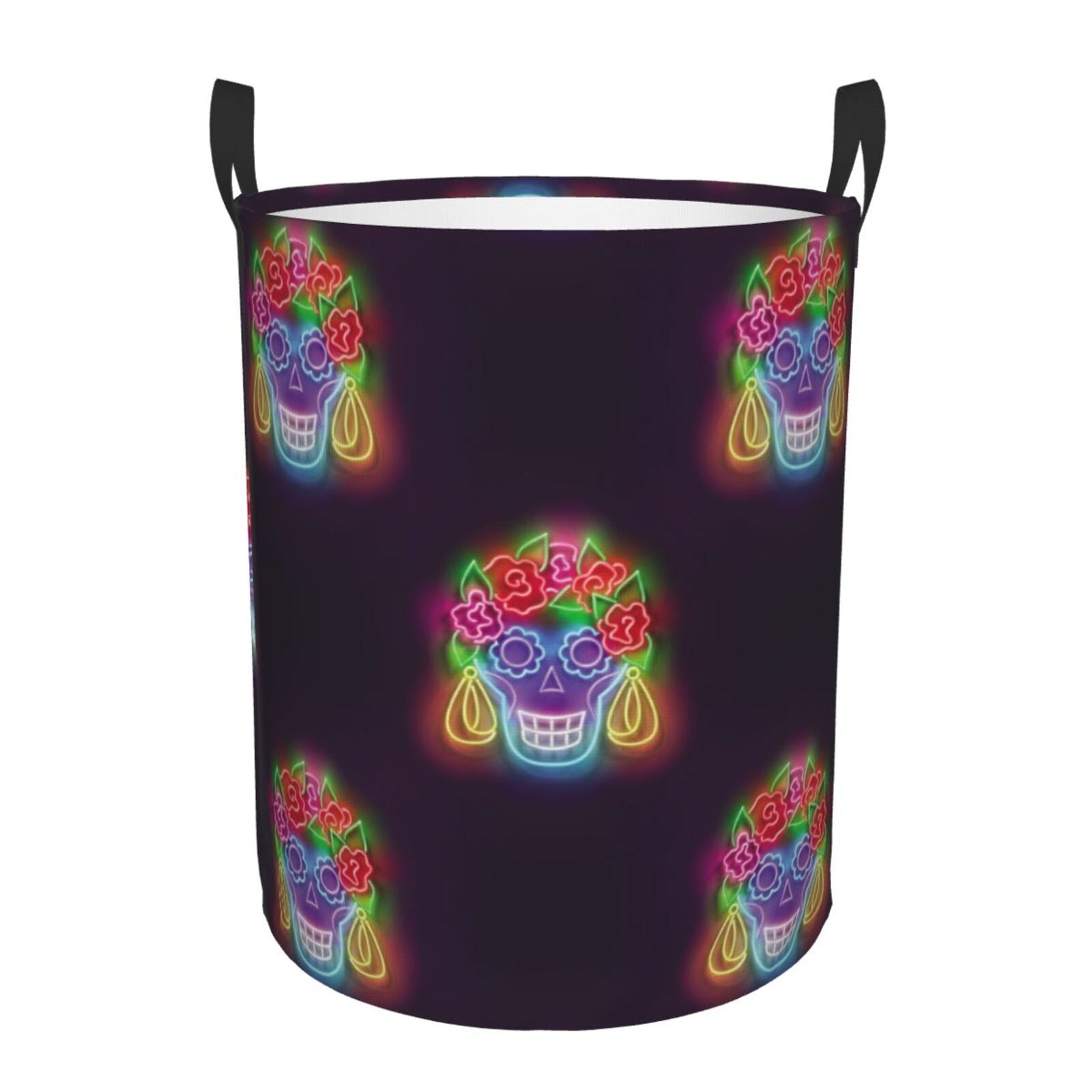 cool Light Bulb Pattern Round Laundry Basket, Laundry Hamper with ...