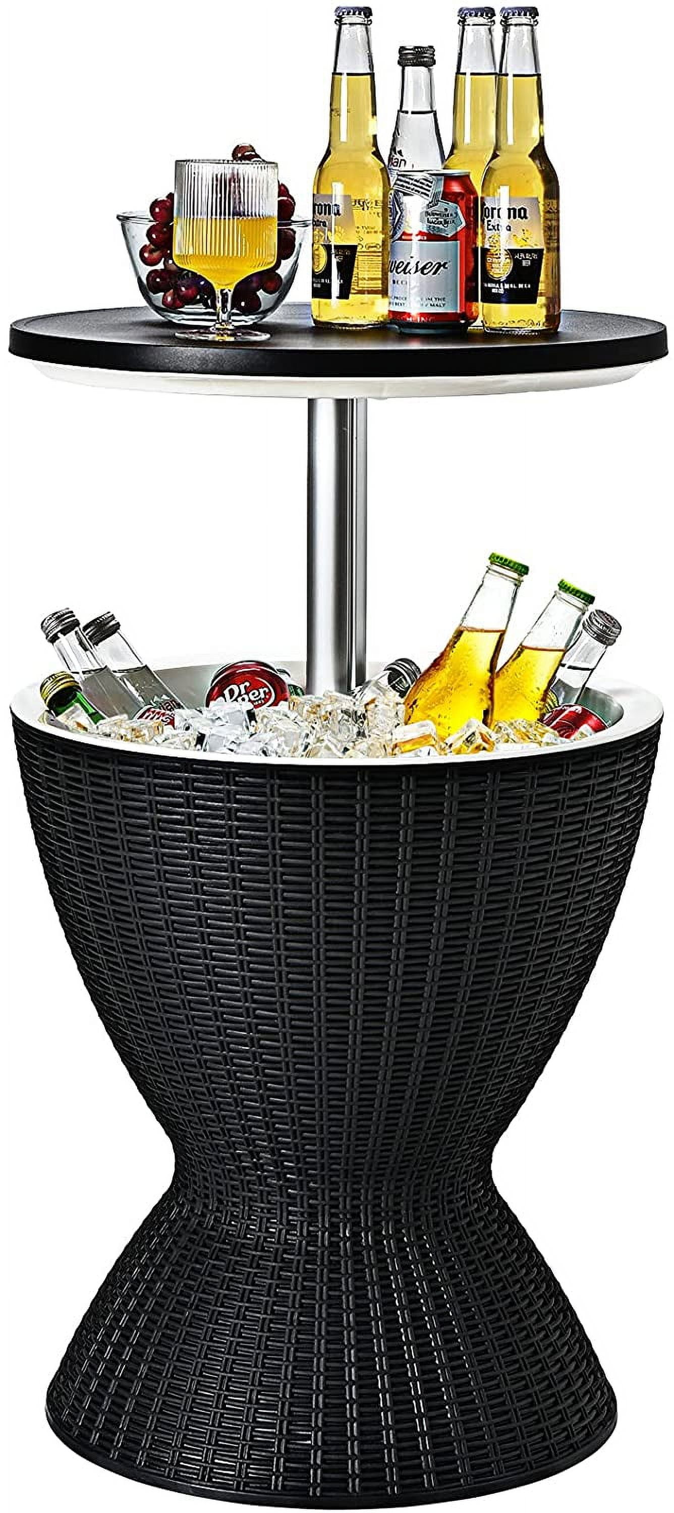 Cool Bar Table, 8 Gallon Beer and Wine Cooler, Rattan Style Outdoor ...
