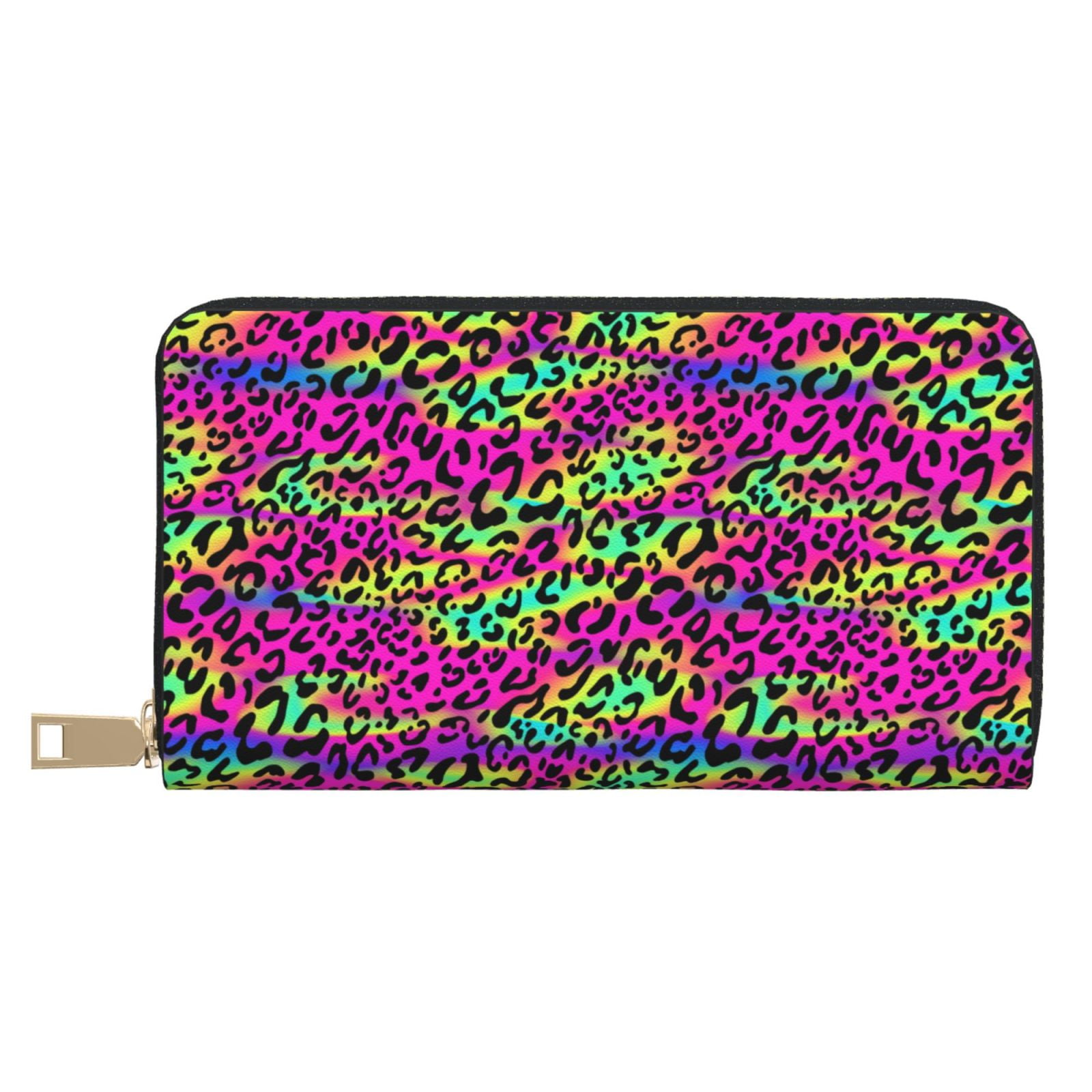 cool bright red Leopard rainbow Wallet Women, Leather Bifold Multi Card ...
