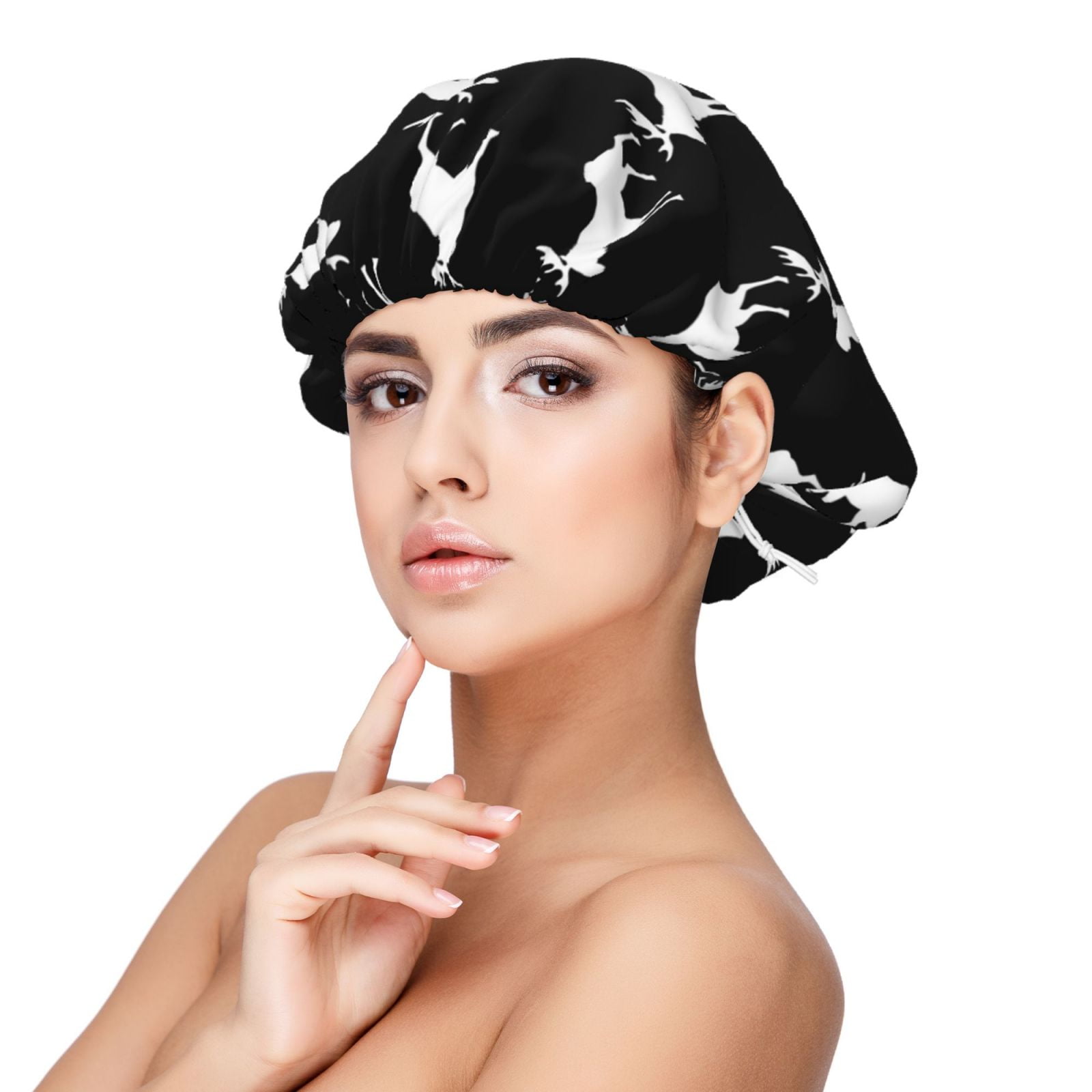 cool white Moose Elk black Silk Bonnet for Sleeping Women & Men ...