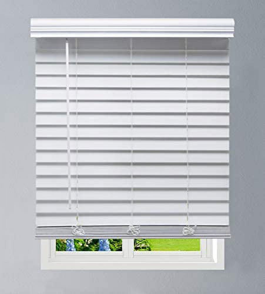Mufeng 2" Cordless Outside Mount Faux Wood Blinds, White, 64.5" x 72 ...