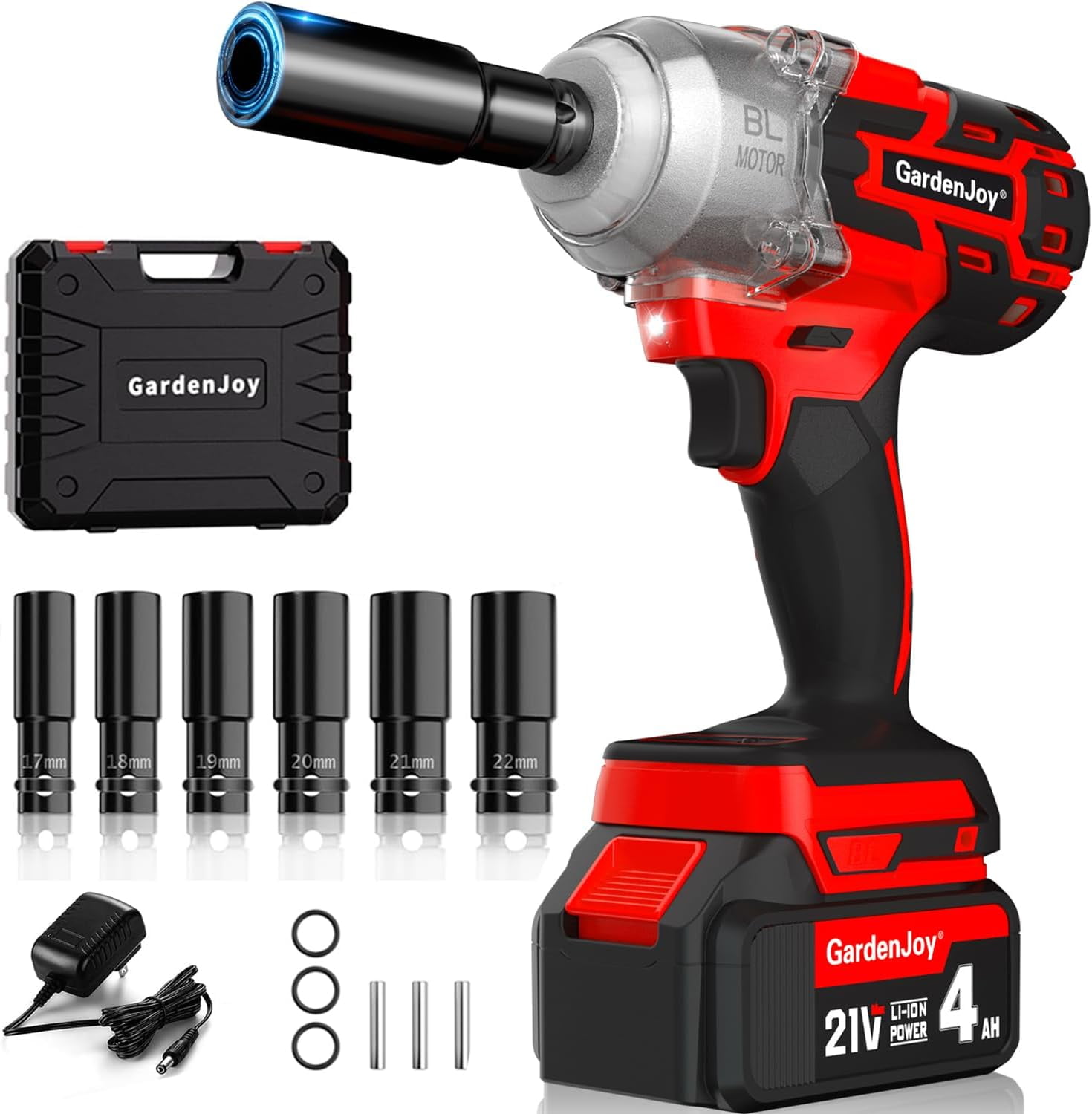 cordless impact wrench 1/2 inch, 21v max brushless, 450 ft-lbs (600n.m ...