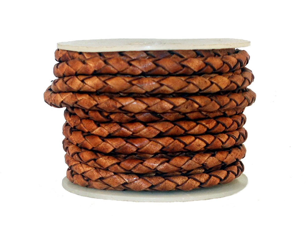 cords craft 40m 4 Ply Round Braided Genuine Leather String Cord Jewellery Bracelet Cord Brown ...