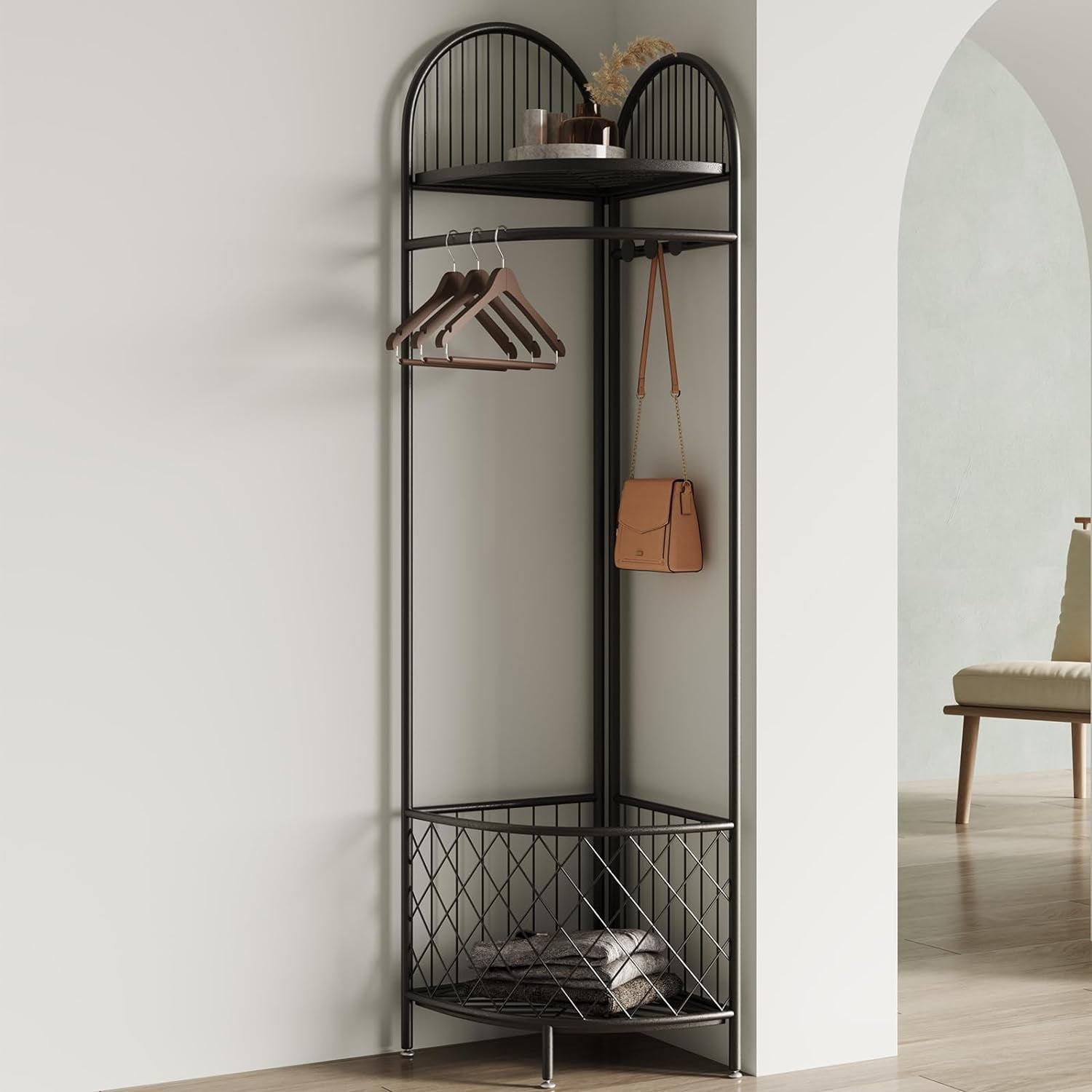 corner hall tree,metal corner clothes rack,corner clothing rack with ...