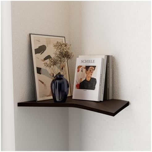 corner shelf of oak wood, floating wall plant shelves, indoor unit for ...