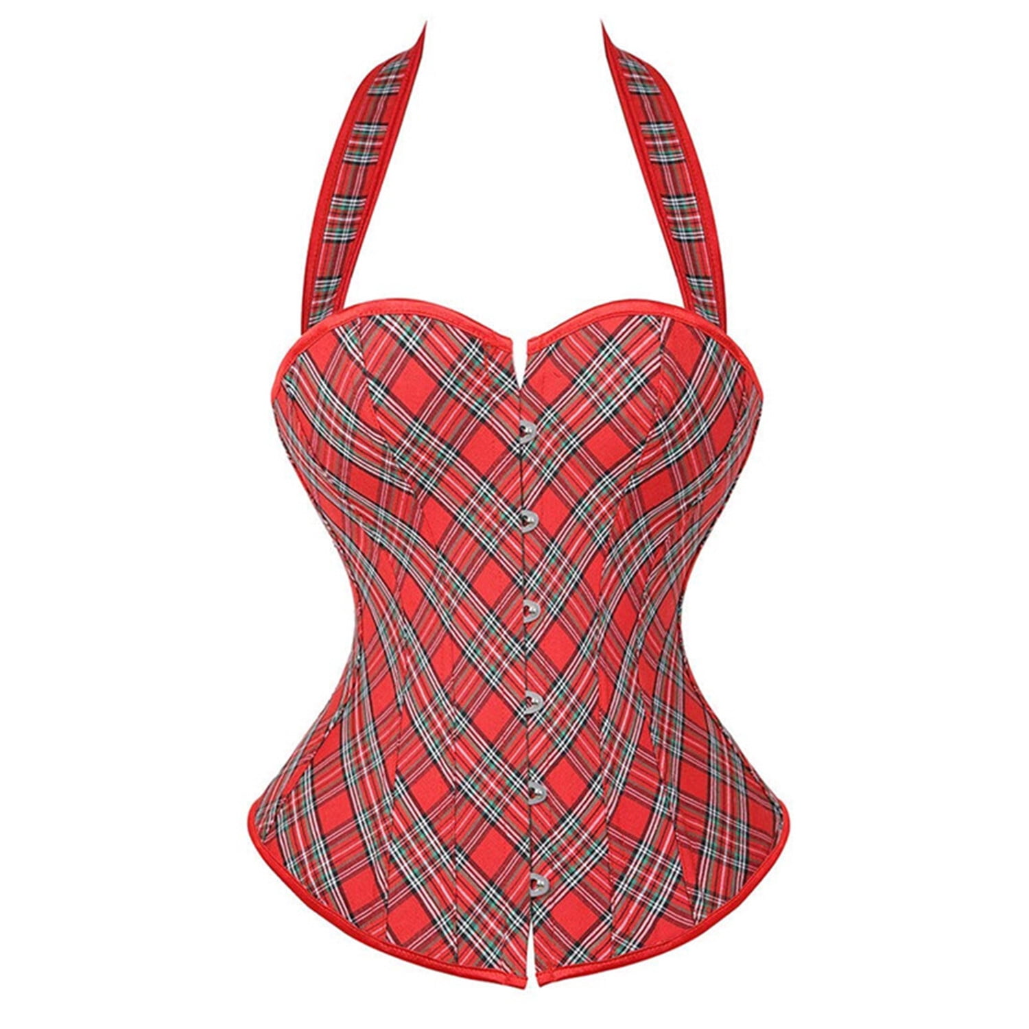 corsets for women Plaid basques overbust Halter corset Bustier lingerie ...
