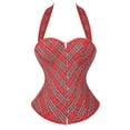 corsets for women Plaid basques overbust Halter corset Bustier lingerie ...
