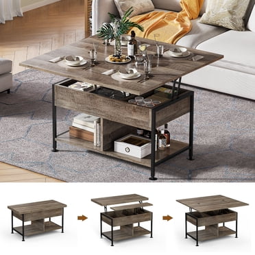 Dextrus Farmhouse Lift Top Coffee Table, 3 in 1 Multi-Function Center ...