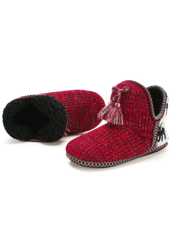 GURGER Booties Slippers Women Winter Knit Slipper Boots Ladies Plush Lined Ankle Slippers Memory ...