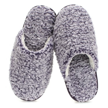 EverFoams Women's Wool Memory Foam Slippers with Faux Fur Collar, Indoor/Outdoor Sole - Walmart.com